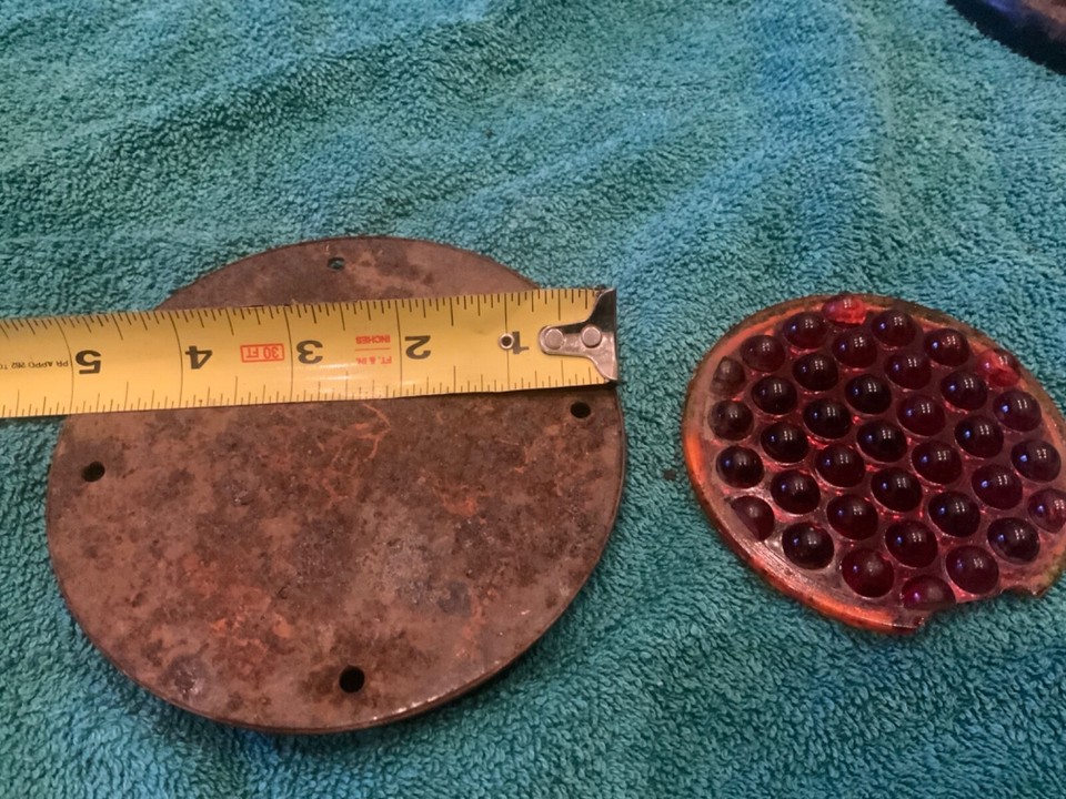 ANTIQUE TRUCK REAR REFLECTORS RED GLASS, BRACKET 5 IN, GLASS 3.5 IN | eBay