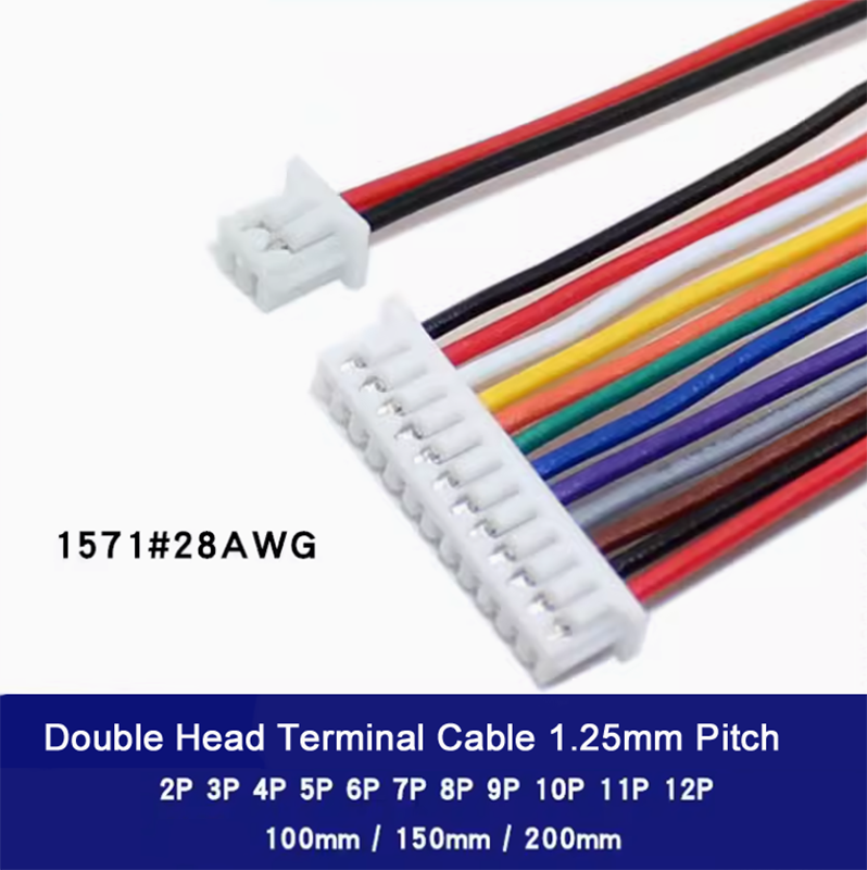 5Pcs 2P-12P Double Head Terminal Cable 1.25mm Pitch Connecting Cable 10 ...