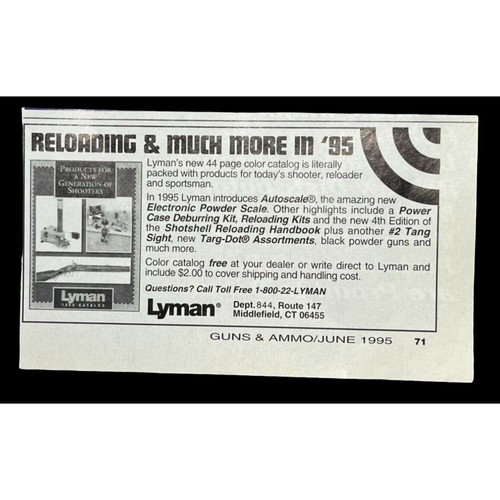Lyman Autoscale Reloading Vintage Print Ad 90s Middlefield CT Shotshell ...