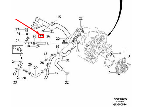 OEM Volvo Xc90 Mk1 Return Turbo Cooling Hose Pipe 31439471 Genuine for ...