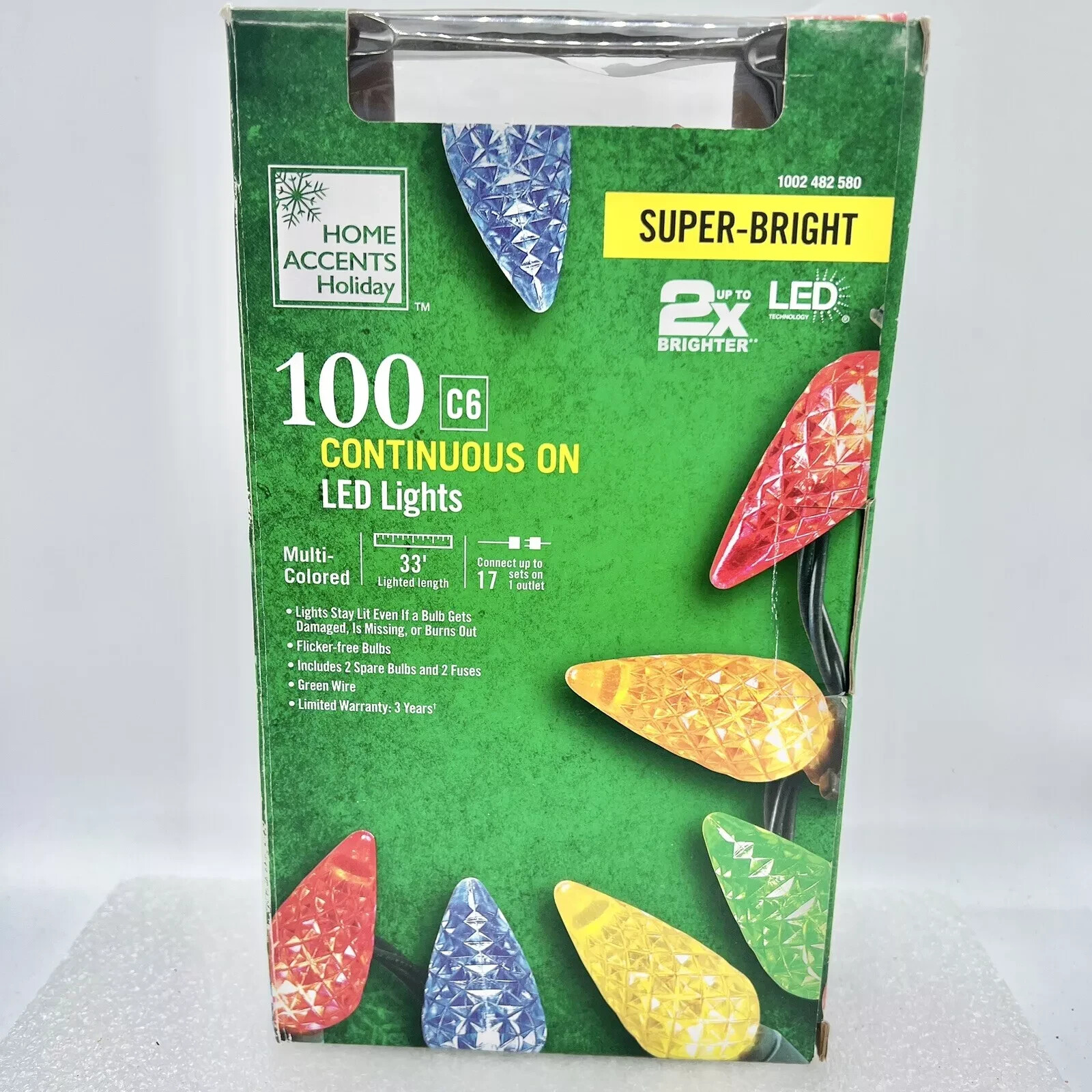 Home Accents 100 Multi-Color Steady Lit SuperBright C6 Faceted LED ...