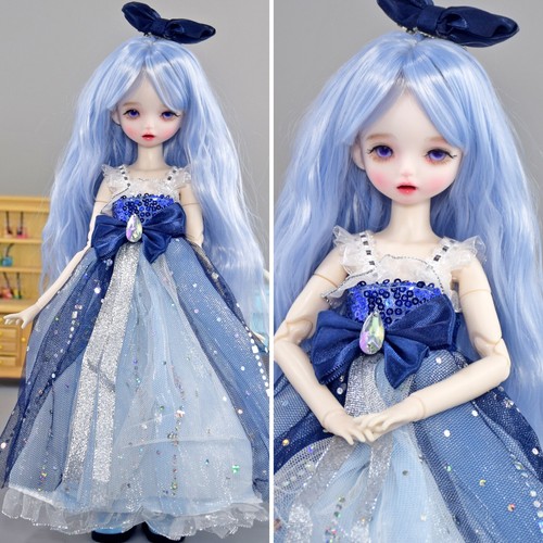 1/6 Moveable Ball Jointed Girls BJD Doll with Princess Blue Dress ...