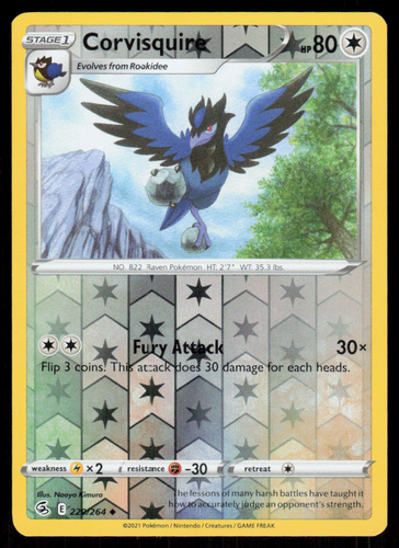 Corvisquire 220/264 Reverse Holo 2021 Pokemon Fusion Strike NM | eBay
