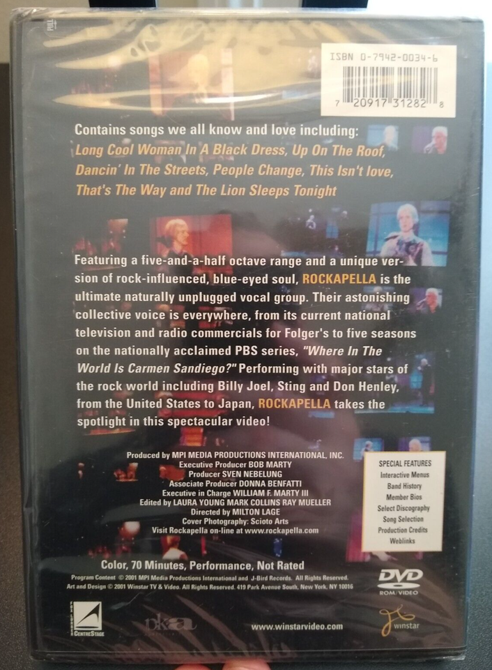 ROCKAPELLA Live In Concert (DVD) NEW A Cappella Blue Eyed Soul Pitch ...