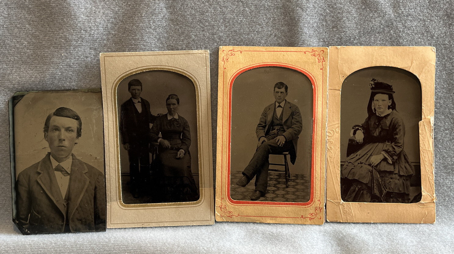 Antique Tin Type Photograph Tintype Photos Men Woman Child Lot of 4 | eBay