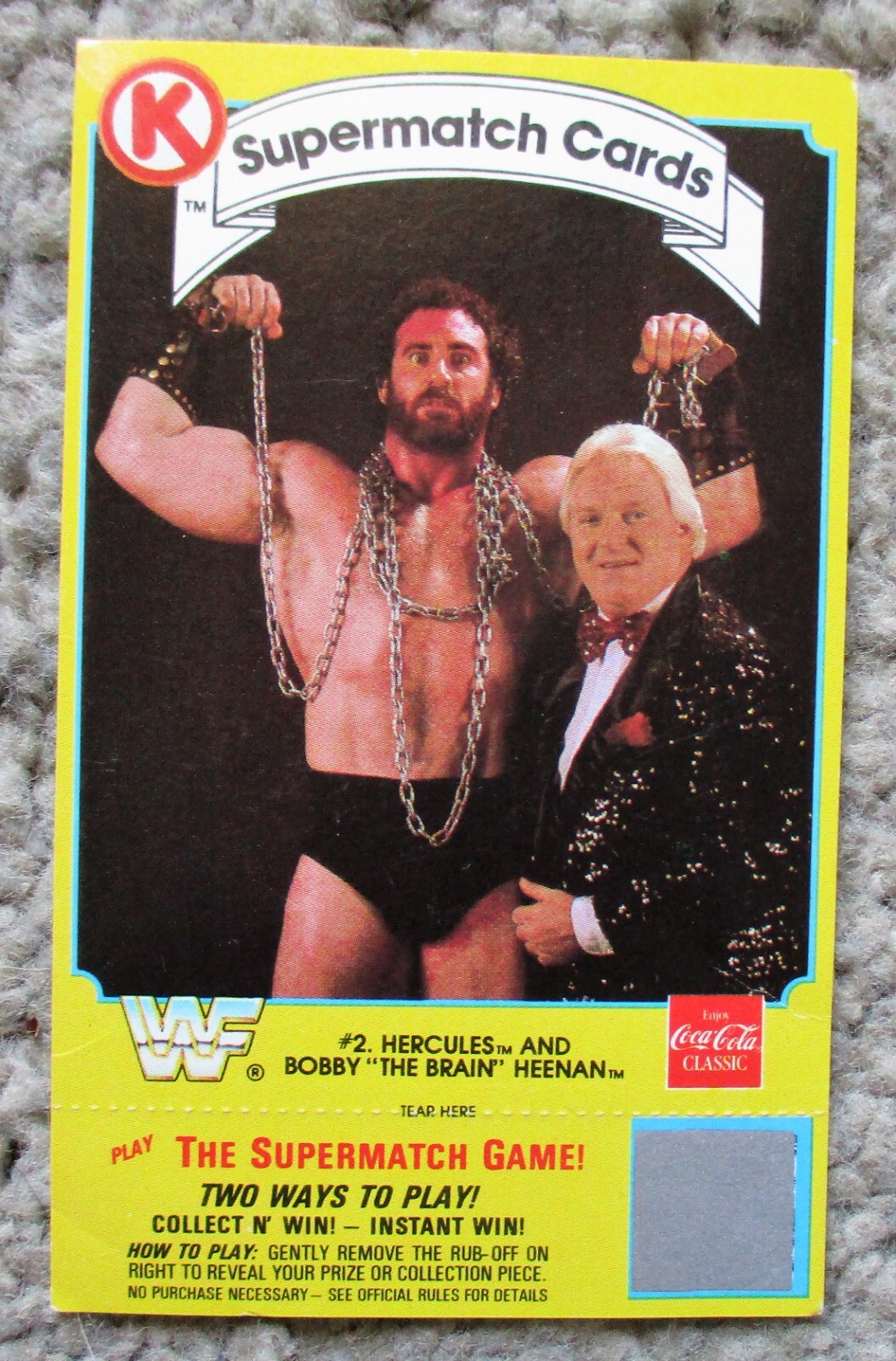 HERCULES AND BOBBY "THE BRAIN" HEENAN 1987 WWF Circle K Supermatch ...