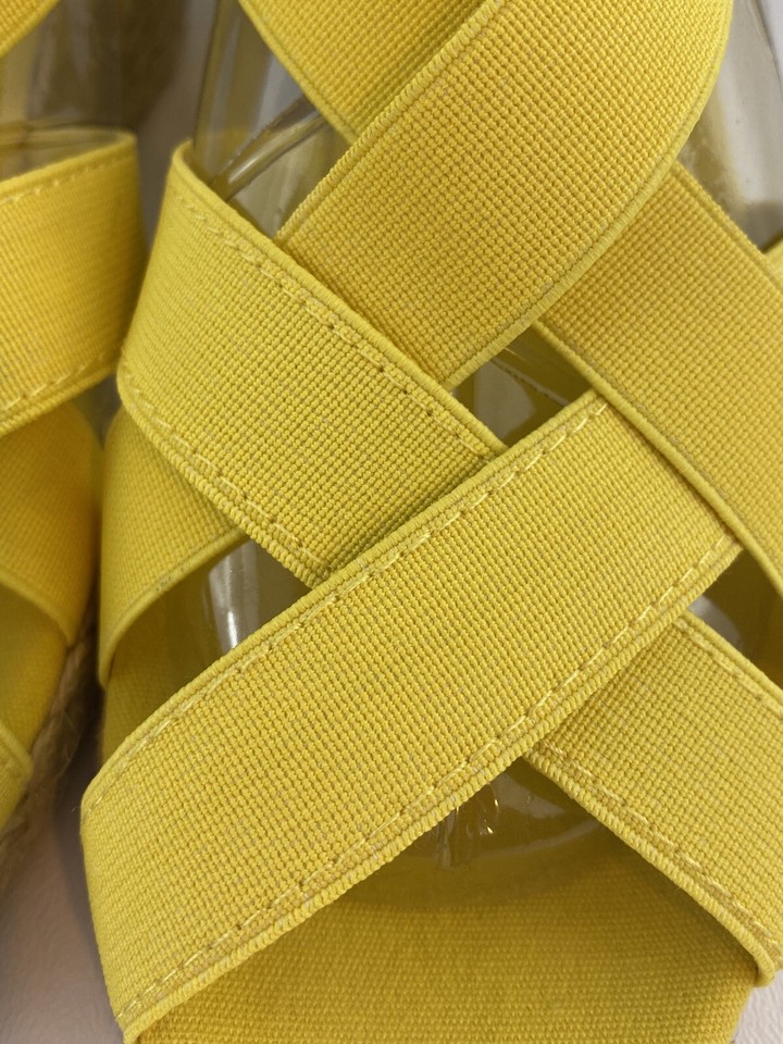 Espadrille Sandals Chaps Yellow Wedge Heels Strappy Sandals US Size 9.5 ...