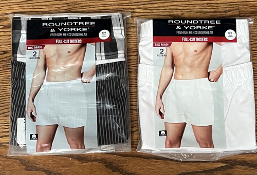 Roundtree & Yorke 4 PAIRS LOT Mens Boxers Full Cut Cotton BIG MAN 50,54 ...