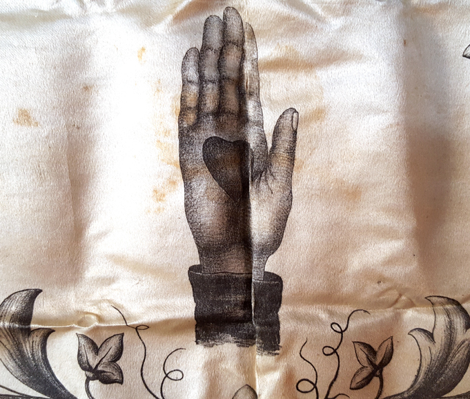 GREAT Rare ART Engraved ODD FELLOWS Antique 1850s RITUAL APRON Heart ...