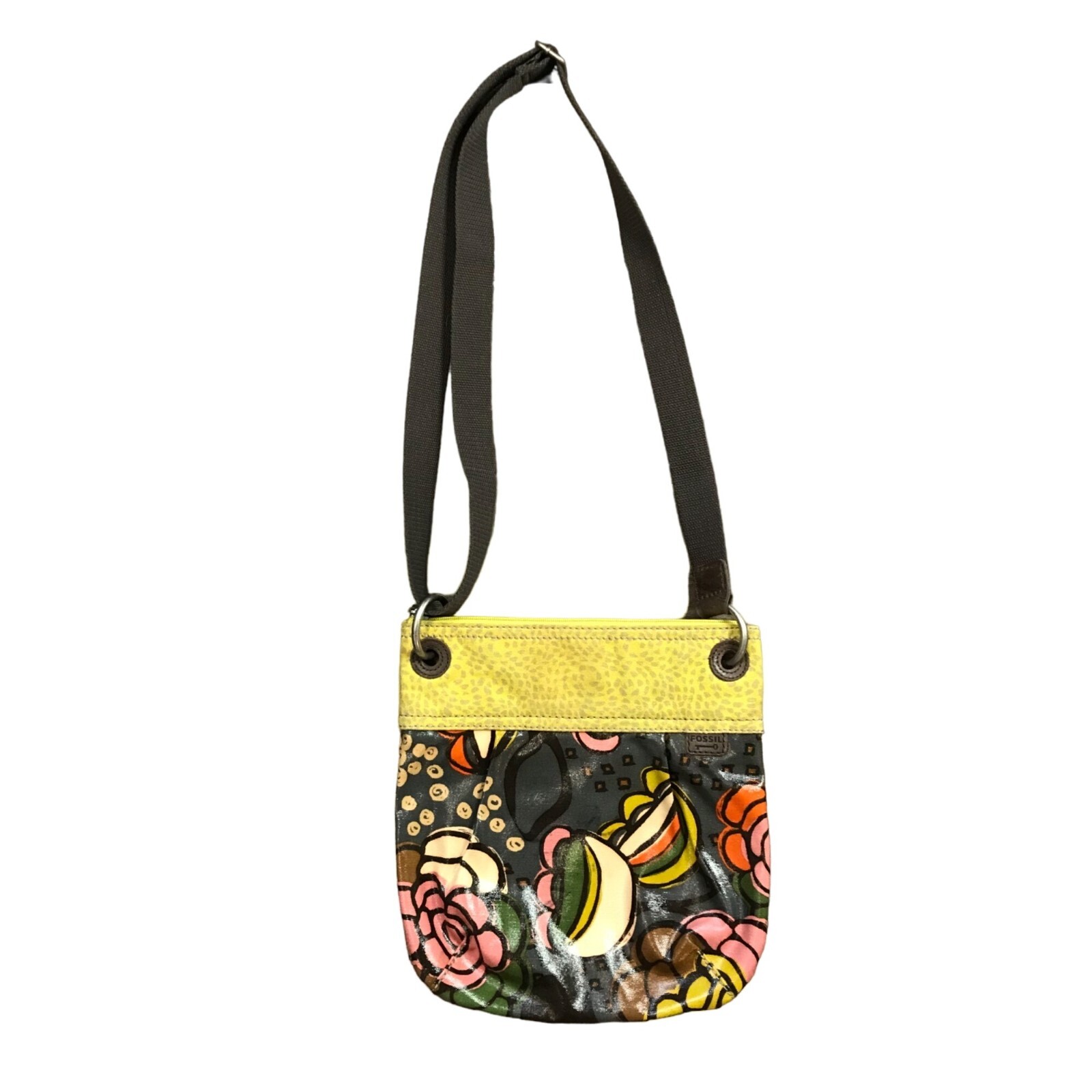 Fossil Key-Per Coated Canvas Leather Trim Floral Cros… - Gem