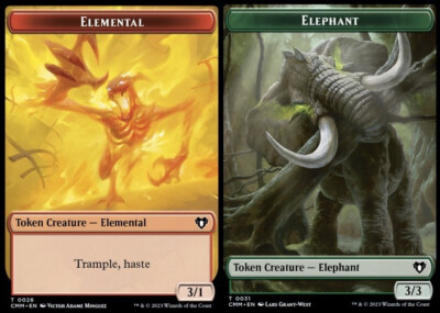 NM Foil Elemental/Elephant Token, MTG, Commander Masters, Magic The ...