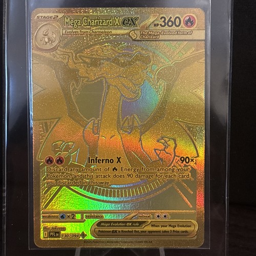 Charizard X Ex 130/094 Phantasmal Flames Mega Hyper Rare Gold Pokemon ...
