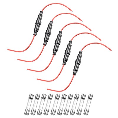 5 Pcs 6x30mm Inline Screw Type Fuse Holder 20 AWG Wire with 10 Pcs ...