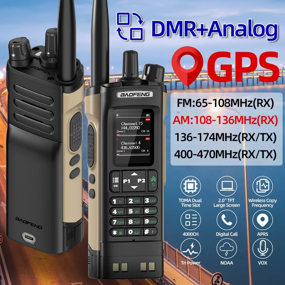 DM32 DMR Ham Radio 10W Dual Band Handheld Two Way Radio GPS NOAA | eBay