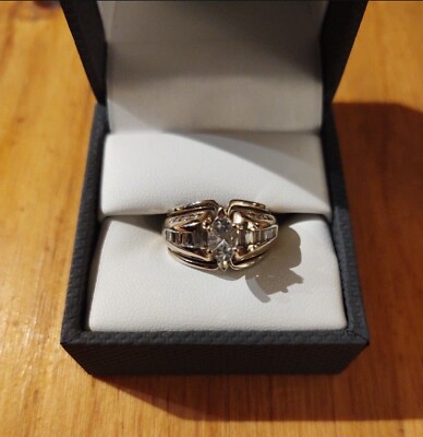 14K Solid Gold Custom Made 2 Ring 1.5CT Oval Diamond Wedding Set Size 6 ...