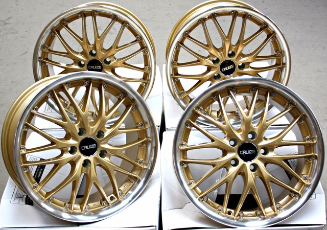 18" ALLOY WHEELS 5X112 18 INCH ALLOYS CRUIZE 190 GDP GOLD LIP POLISHED ...