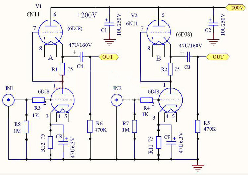 Buffer 6N11/6DJ8 Tube SRPP Preamplifier Headphone Amplifier Board ...