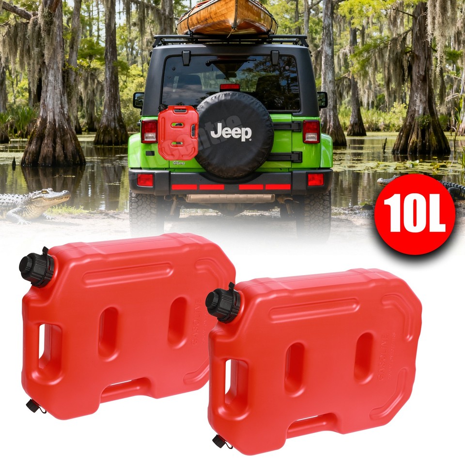 2x 2.6Gallon 10L Fuel Can Emergency Backup Gas Tank for ATV UTV Offroad ...