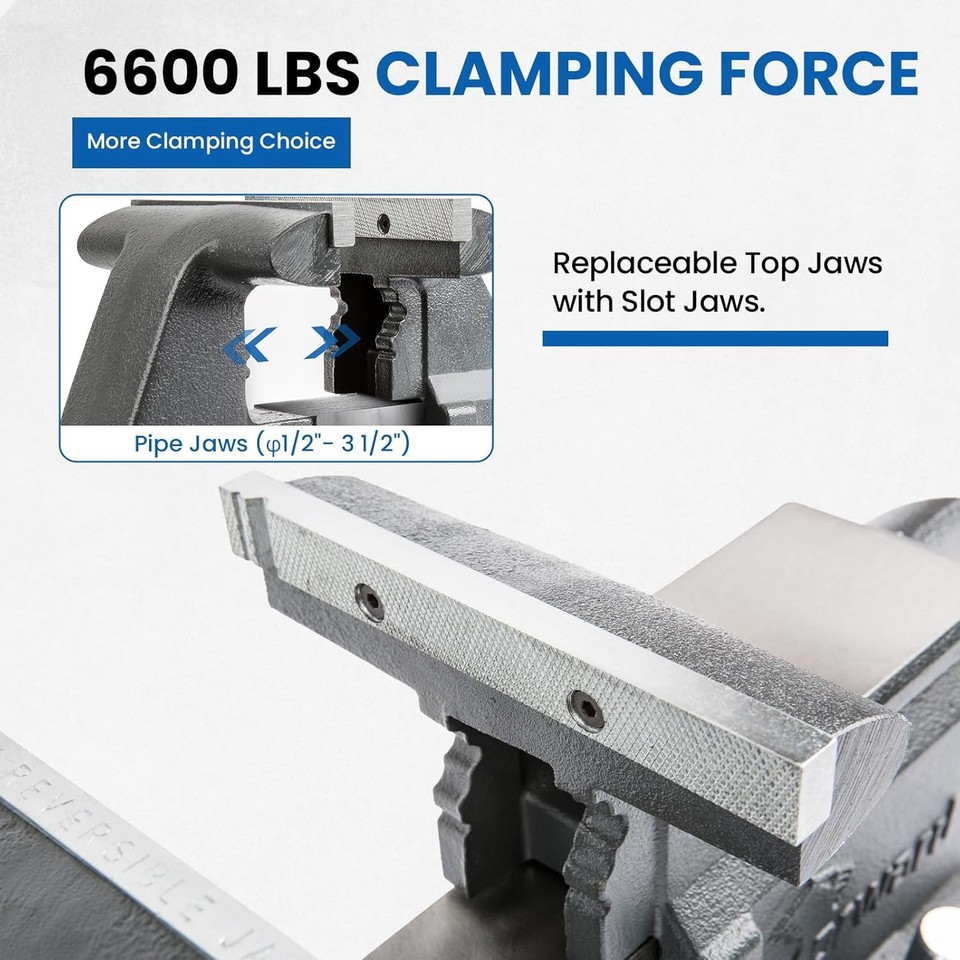 CR40A 4.5 Inch Bench Vise Heavy Duty Vice with Anvil and 210 Degrees ...