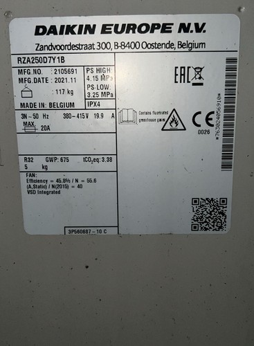 Daikin Air Conditioning RZA-250 FDA-250 25kW WAREHOUSE HEATING DUCTED ...