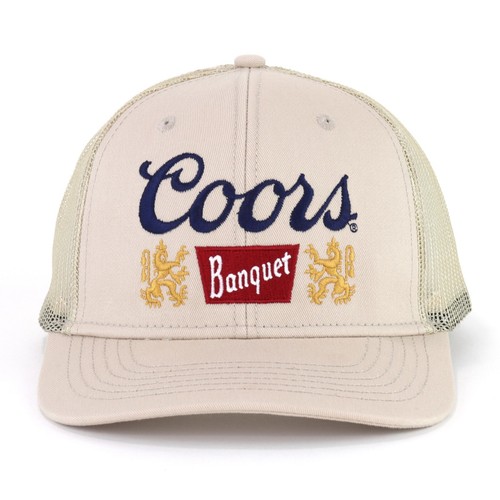 Coors Banquet Beer Baseball Hat Ball Cap Tan Mesh Embroidered Snapback ...