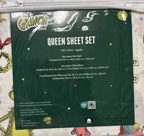 How The Grinch Stole Christmas Queen Sheet Set Grinch Cindy Lou Who Max ...