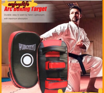 Kick Boxing Strike Curved Thai Pad MMA Training Focus Mitt 1 Pair | eBay