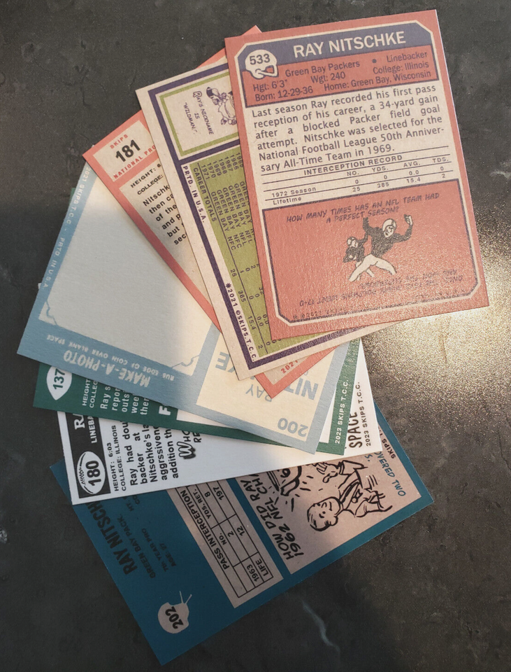 1959-1973 STCC Ray Nitschke Topps Missing 7 card set Green Bay Packers ...
