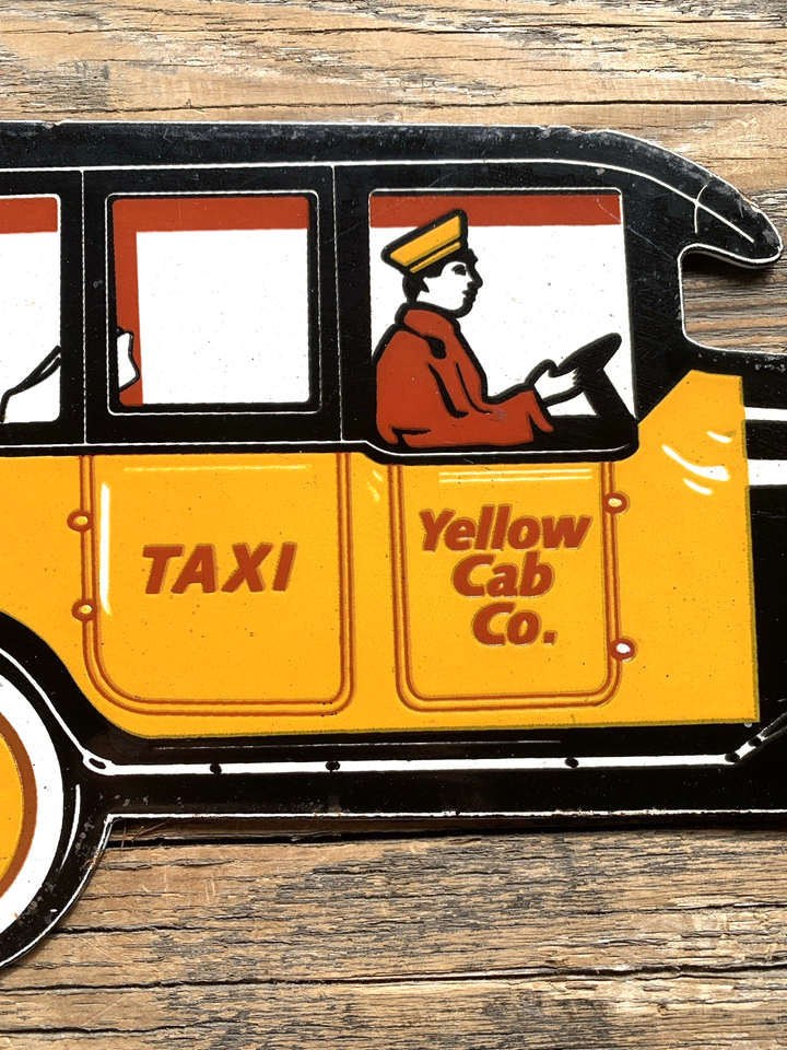 VINTAGE TAXI, Yellow Cab Co. GASOLINE GAS PUMP STATION PORCELAIN MOTOR ...