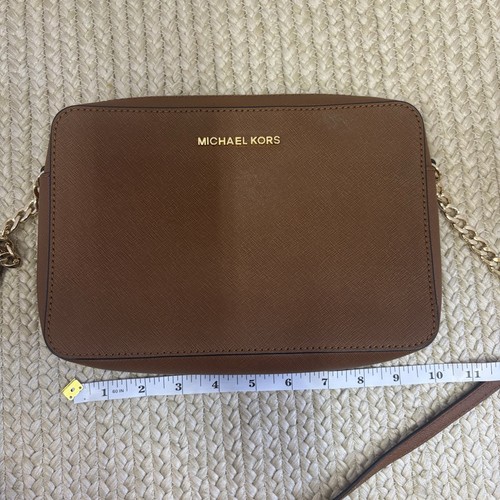 Michael Kors Jet Set Travel Crossbody Camera Bag Acorn Saffiano Leather ...