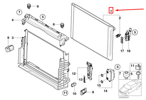 BMW 5 E60 ENGINE COOLING RADIATOR 17117519209 7519209 04-09 ORIGINAL NO ...