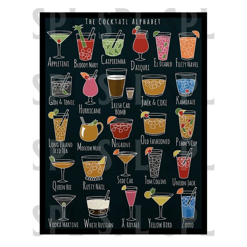 Cocktail Alphabet Metal SIGN RETRO Kitchen GARAGE BAR PUB MAN CAVE ...