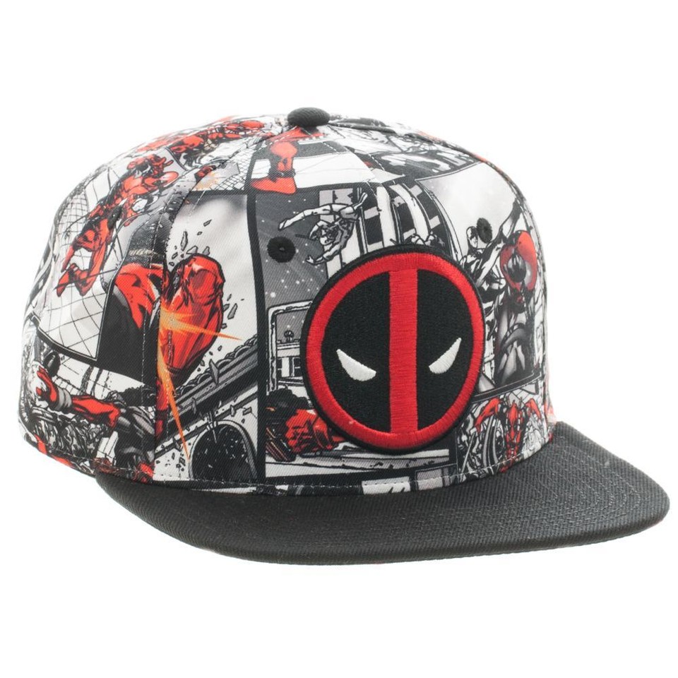 MARVEL COMICS DEADPOOL LOGO SUBLIMATED ALL OVER PRINT SNAPBACK HAT CAP ...