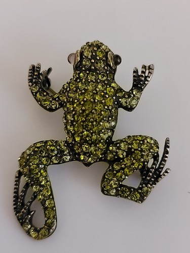 Heidi Daus Magnificent Green Rhinestone Crystal Frog Brooch Pin | eBay