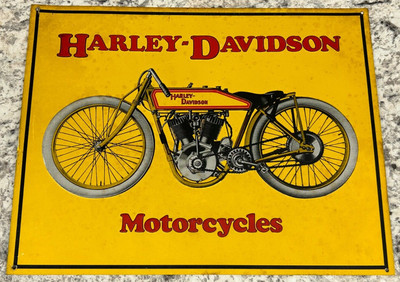 Harley Davidson Motorcycles Yellow Metal Tin Sign 14" x 11" True ...