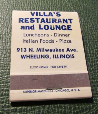 Matchbook - Villa's Restaurant Lounge Wheeling IL Italian Pizza FULL | eBay