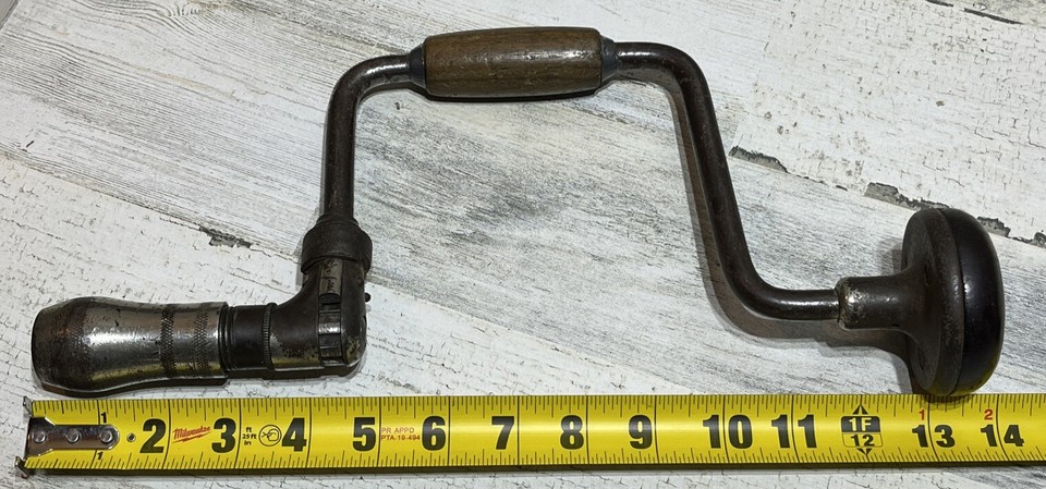 Vintage 14" Ratcheting Reversable Hand Drill Auger Bit Brace ...