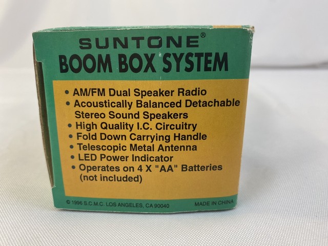 Vintage 1996 Suntone Boombox Radio System With Detachable Speakers ...