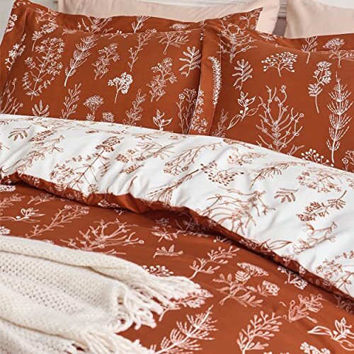 Comforter Set - Terracotta Comforter, Cute Floral Queen 09 - Terracotta ...