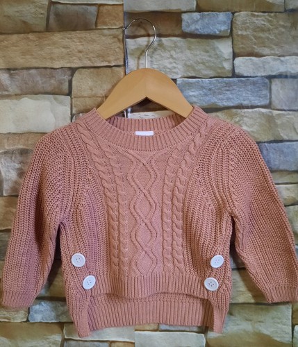 Baby Girl Sweater Boho Cable Knit Fall Crewneck Pink 9-12 Months | eBay