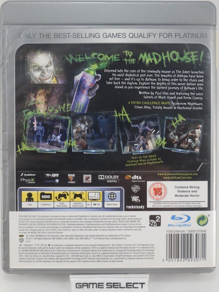 Batman Arkham Asylum Game of The Year Edition Goty PS3 Pal Original ...