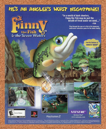 Finny The Fish PS2 Original 2006 Ad Authentic Natsume Video Game Promo ...