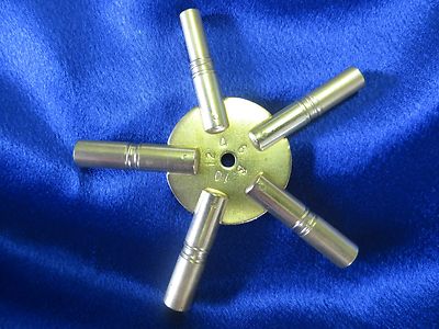 Universal Brass Clock Winding Key - Even Sizes 5 Prong Star - Made in ...