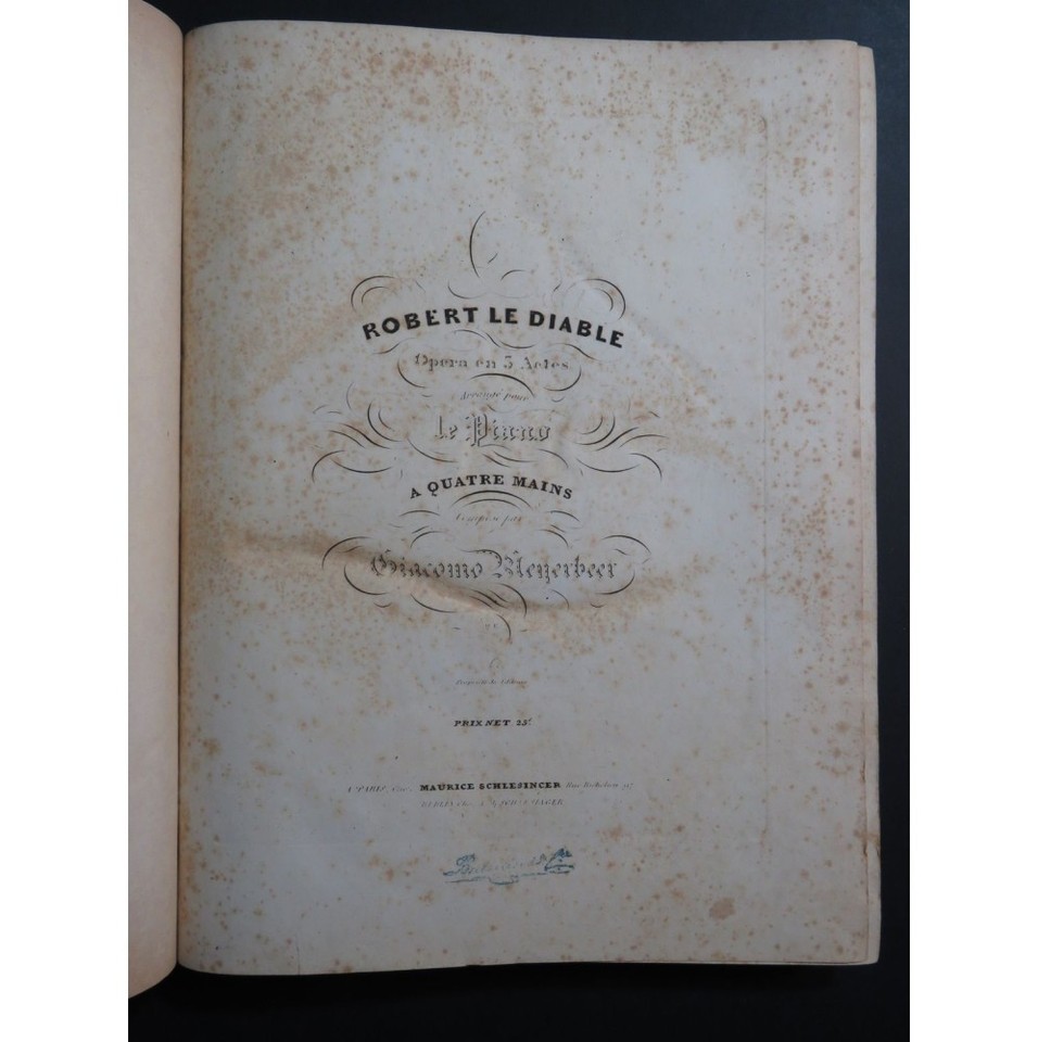MEYERBEER Giacomo Robert Der Teufel Klavier 4 Hände Ca1840 | eBay