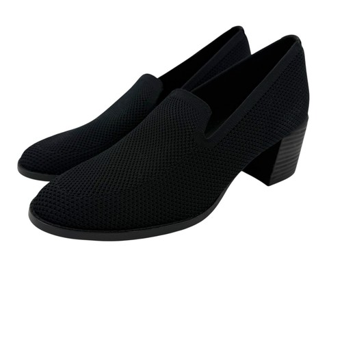 Eileen Fisher Dern Sz 9 Black Stretch Knit Loafer Pumps Shoes Comfort ...