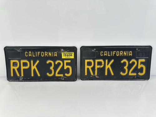 Vintage 1966 California License Plates Set RPK325 1963 Black USA HTF | eBay