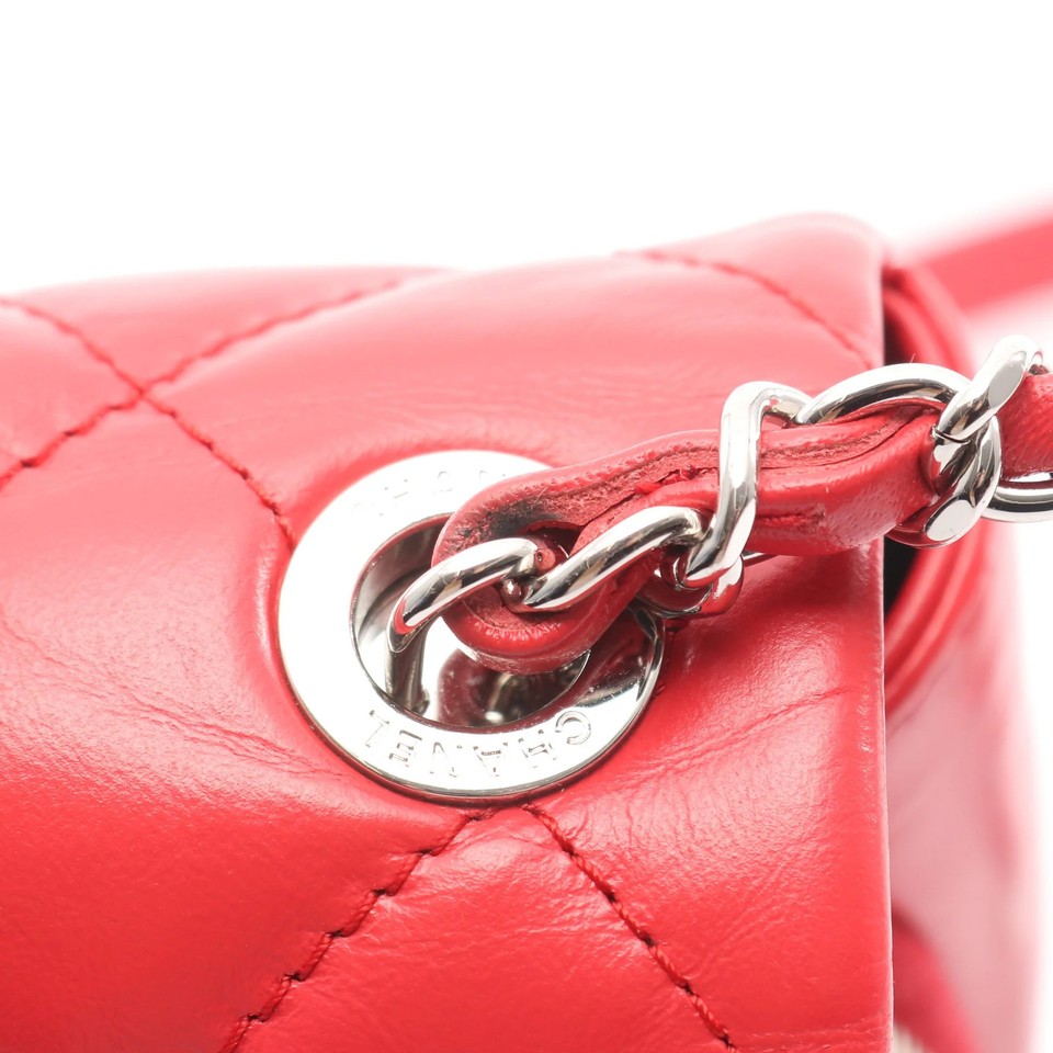 CHANEL Matelassé Small Flap Chain Shoulder Bag Leather Red Silver # ...