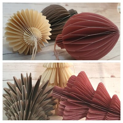 Paper Christmas Tree Bauble Decorations, Natural Neutral Décor Origami ...