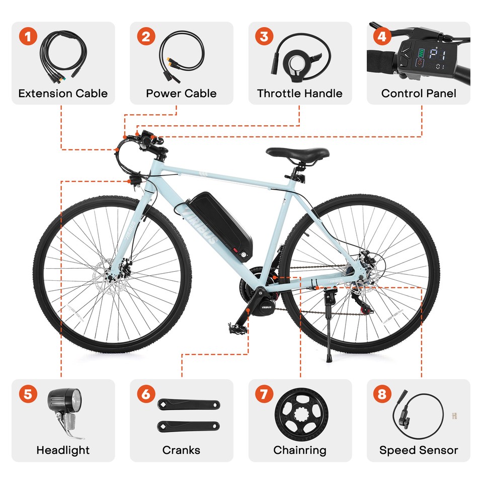 36V 250W Mid Drive Motor 68-73 mm eBike Conversion Kit w Digital ...