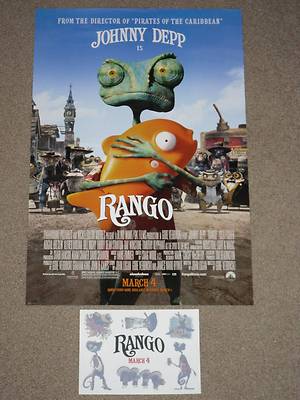 RANGO 13.5x20 PROMO MOVIE POSTER + TATTOOS | eBay